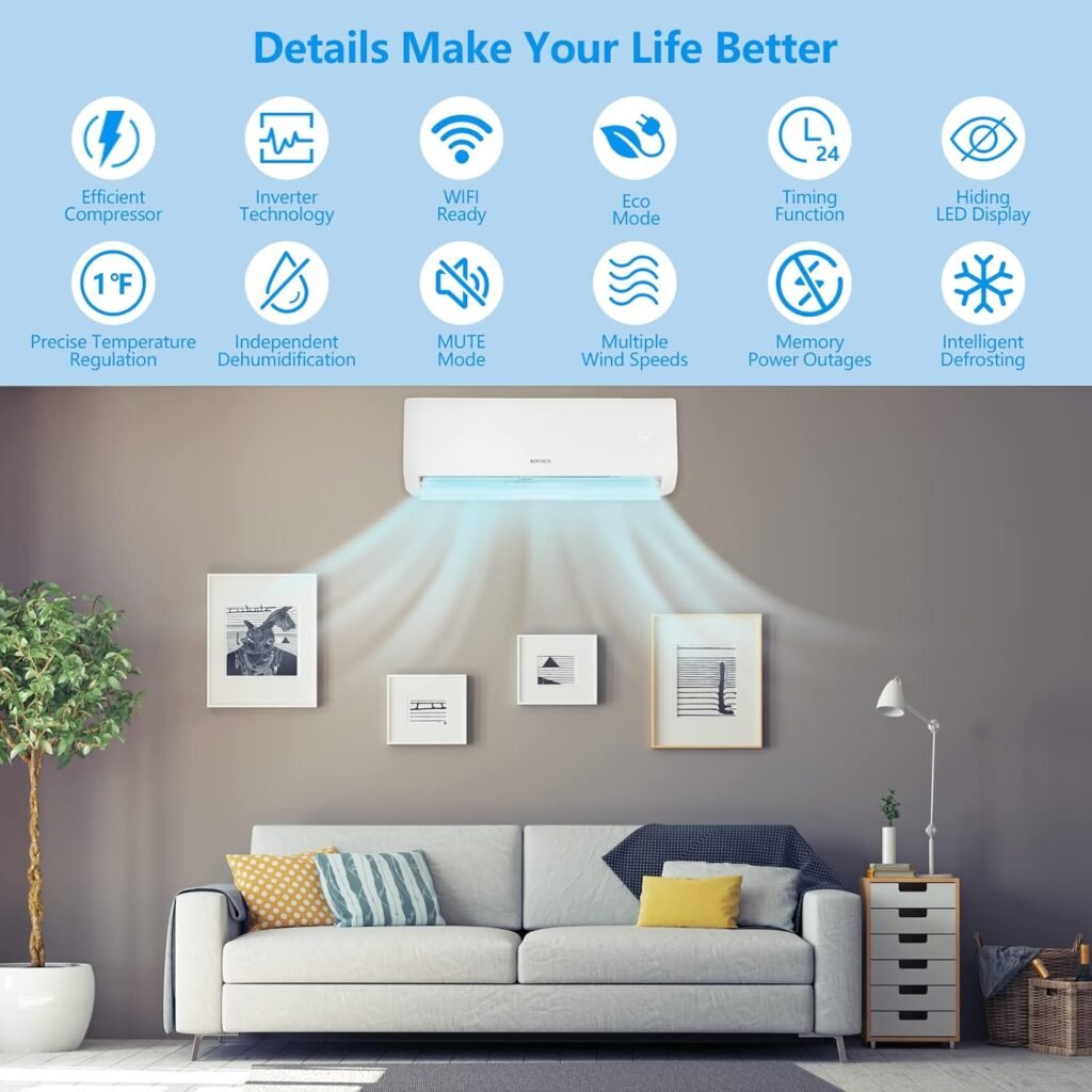 Rovsun 12000 Btu Mini Split ROVSUN 12,000 BTU Smart /Heat Pump - WiFi ...